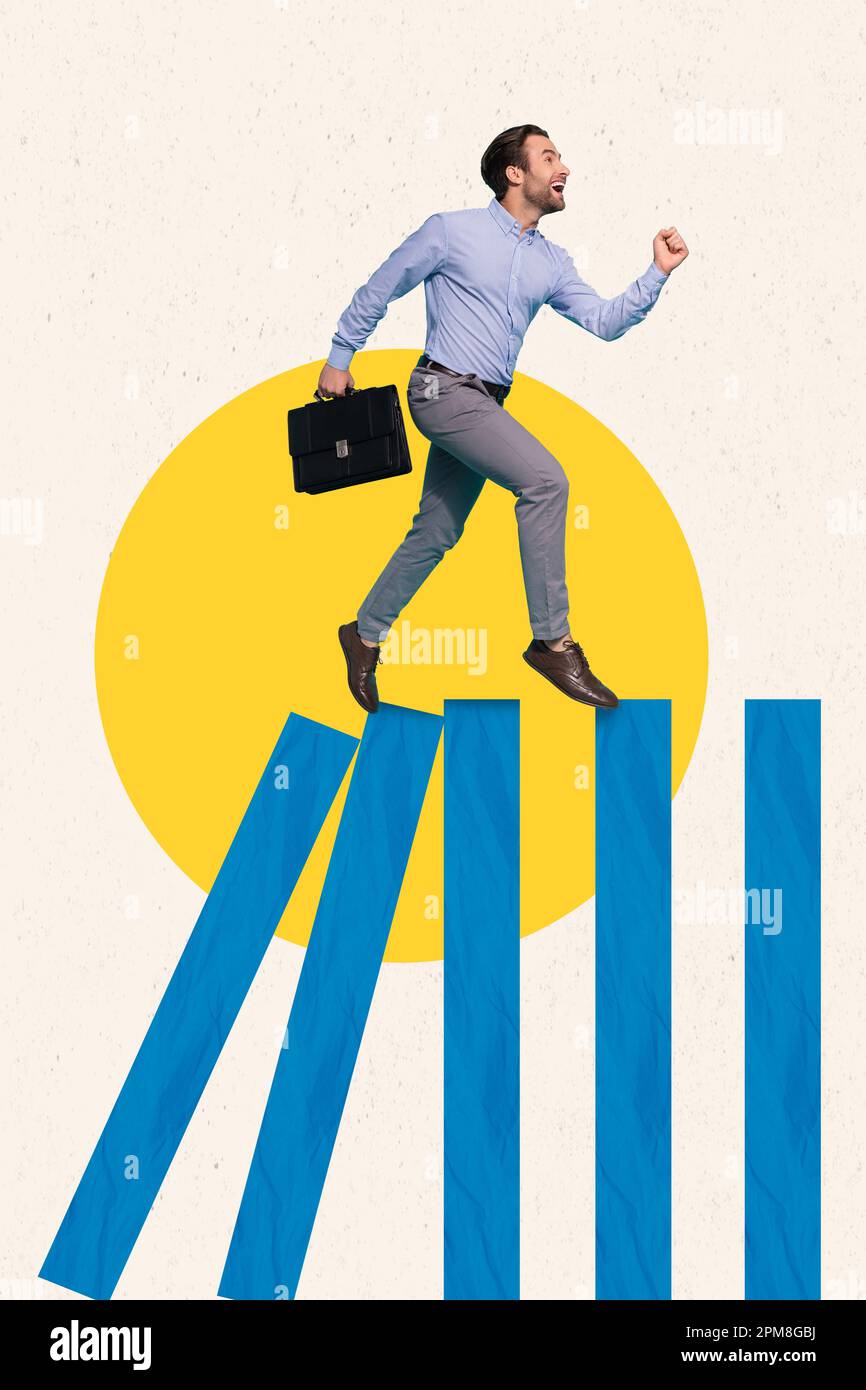 Collage photo of young funny successful super boss businessman wear ...