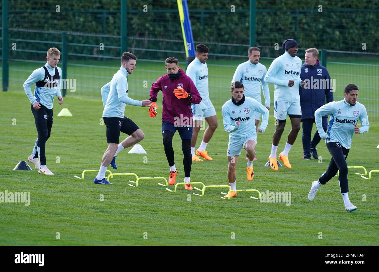 West Ham United players during a training session at Rush Green ...