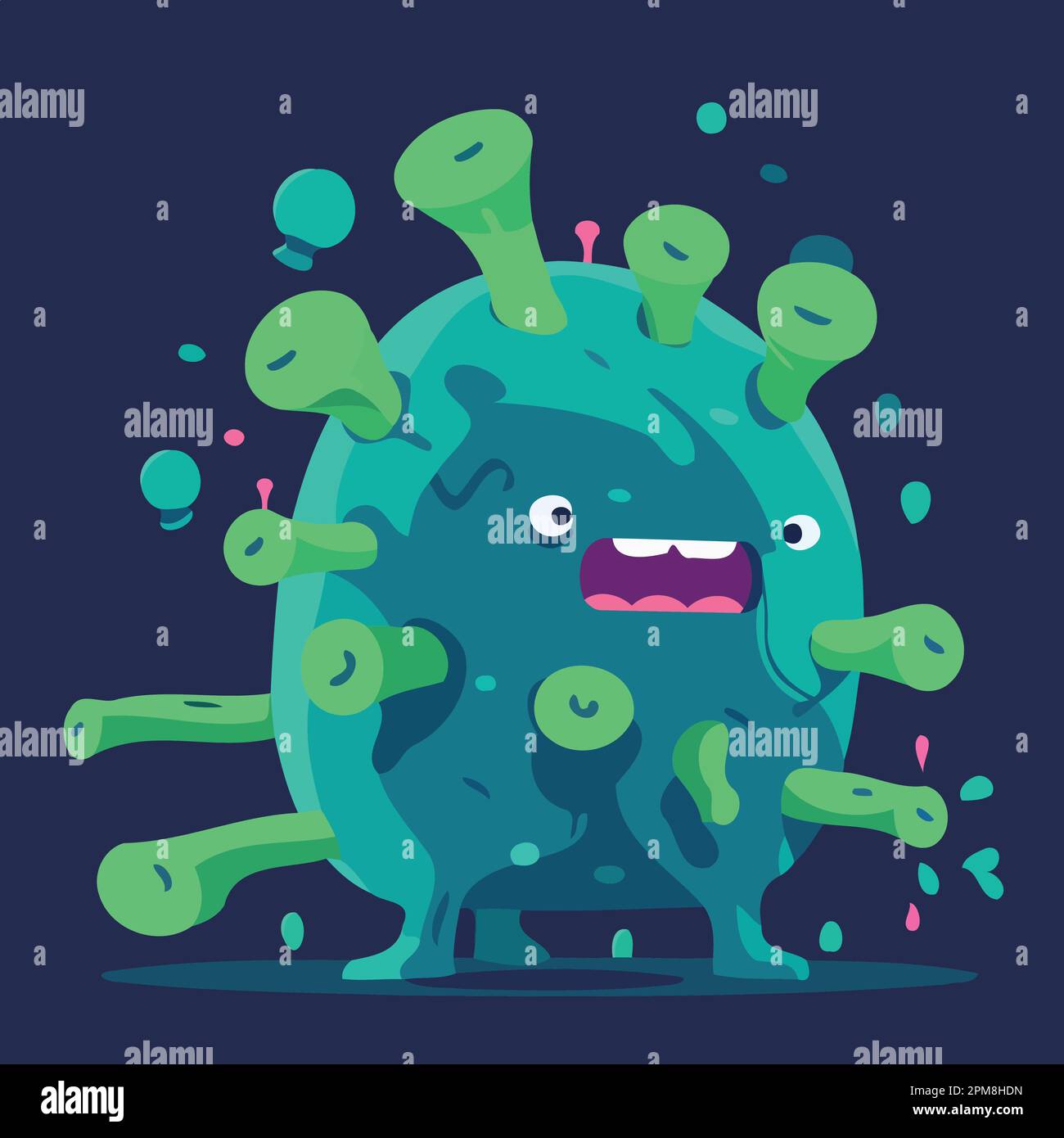 bacteria character blue and green minimalistic vector illustration ...
