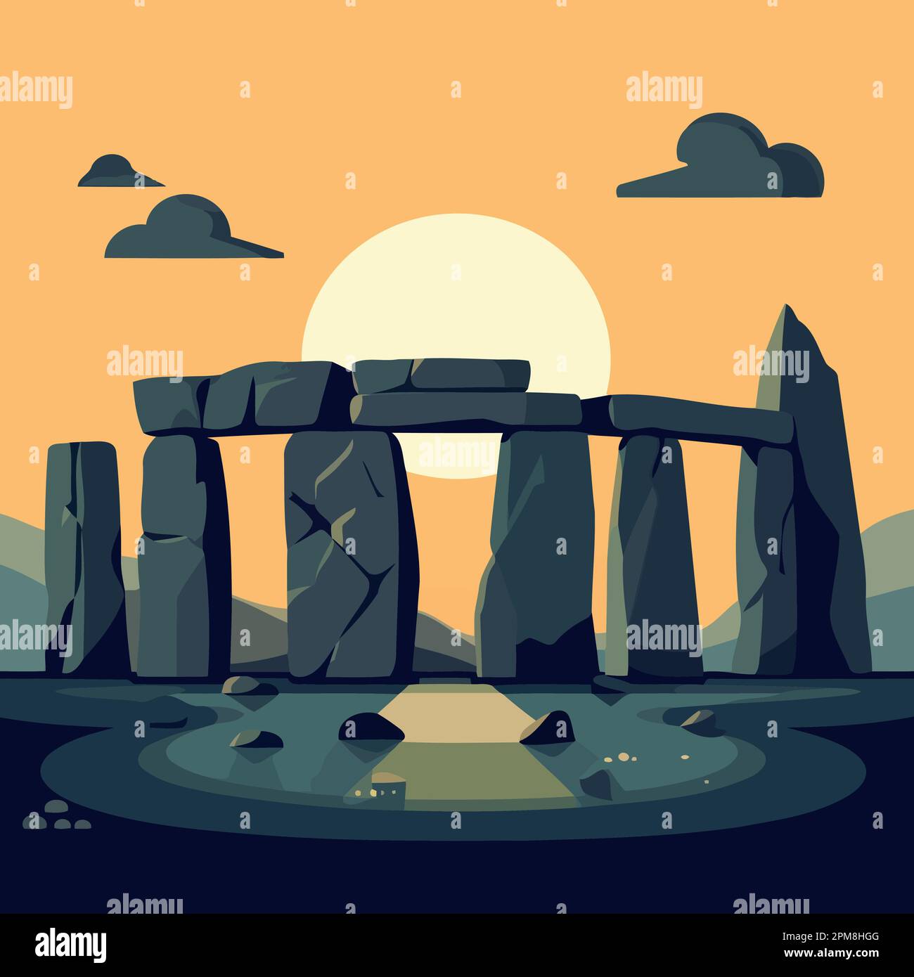 illustration of composite structure formed by large and heavy stones ...