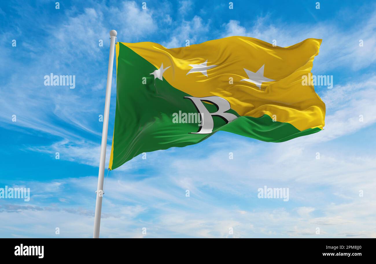 flag of English Creole peoples Bocas del Toro people at cloudy sky ...