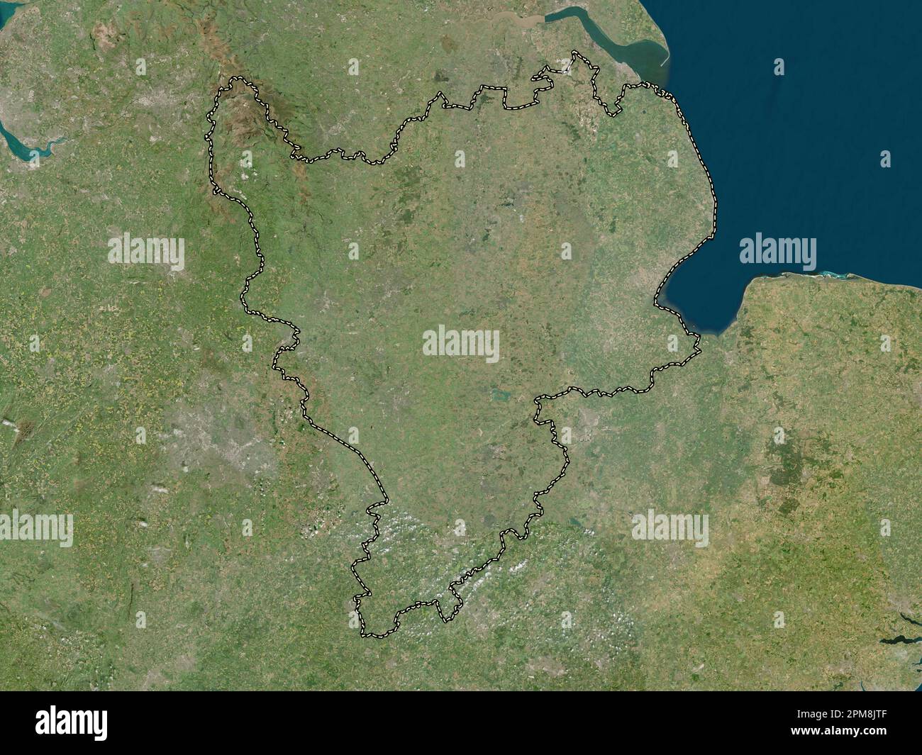 East Midlands, region of United Kingdom. Low resolution satellite map ...