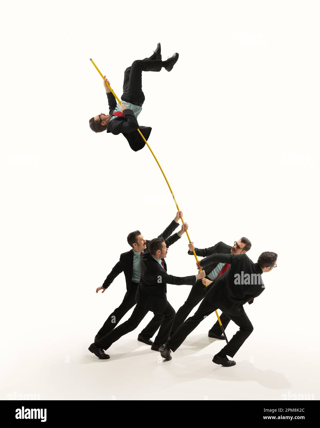 One businessman, worker with trying to overcome difficulties, jumping ...