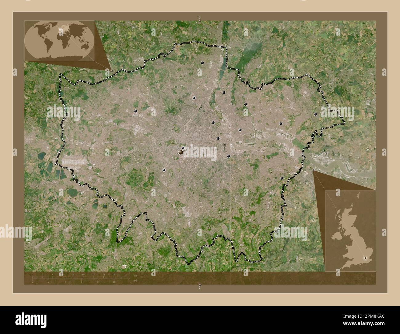 London, region of United Kingdom. Low resolution satellite map ...