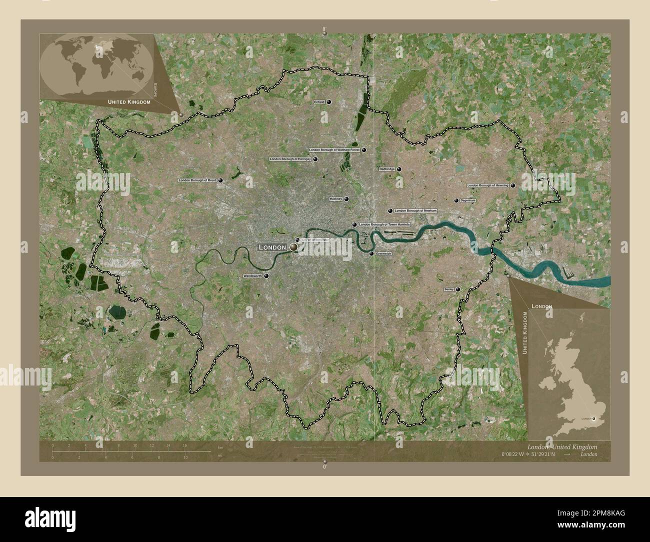 London, region of United Kingdom. High resolution satellite map ...