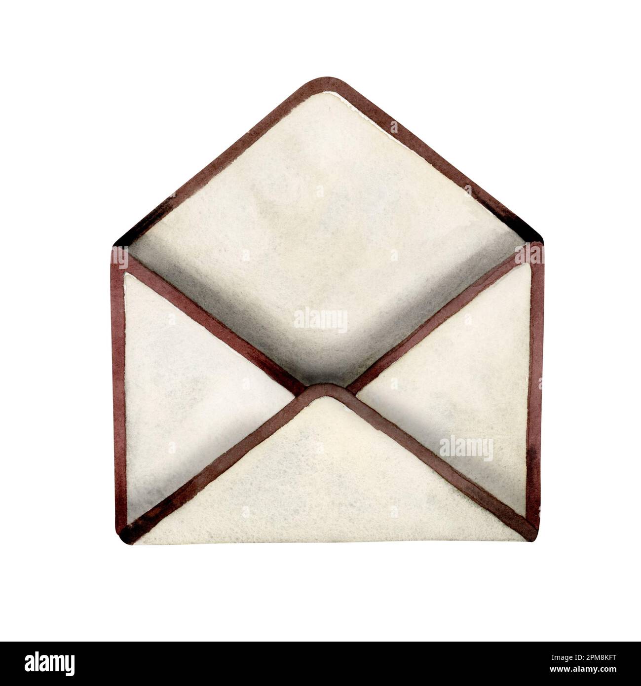 Watercolor vintage open empty envelope isolated on white background ...