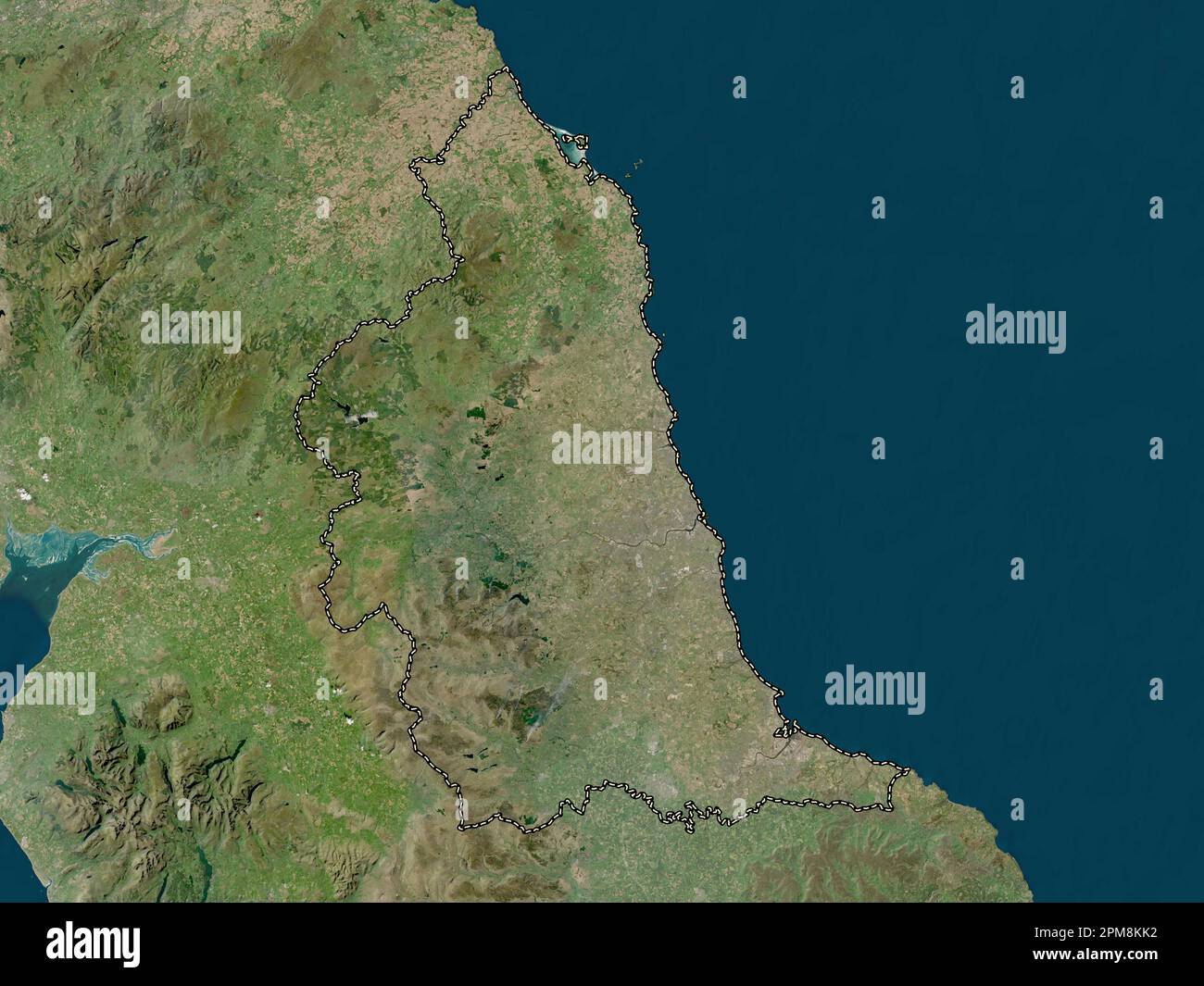 North East, region of United Kingdom. Low resolution satellite map ...