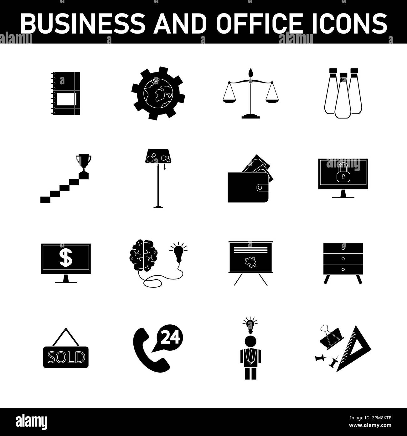 Collection of simple icons on the topic: business and office. Isolated ...