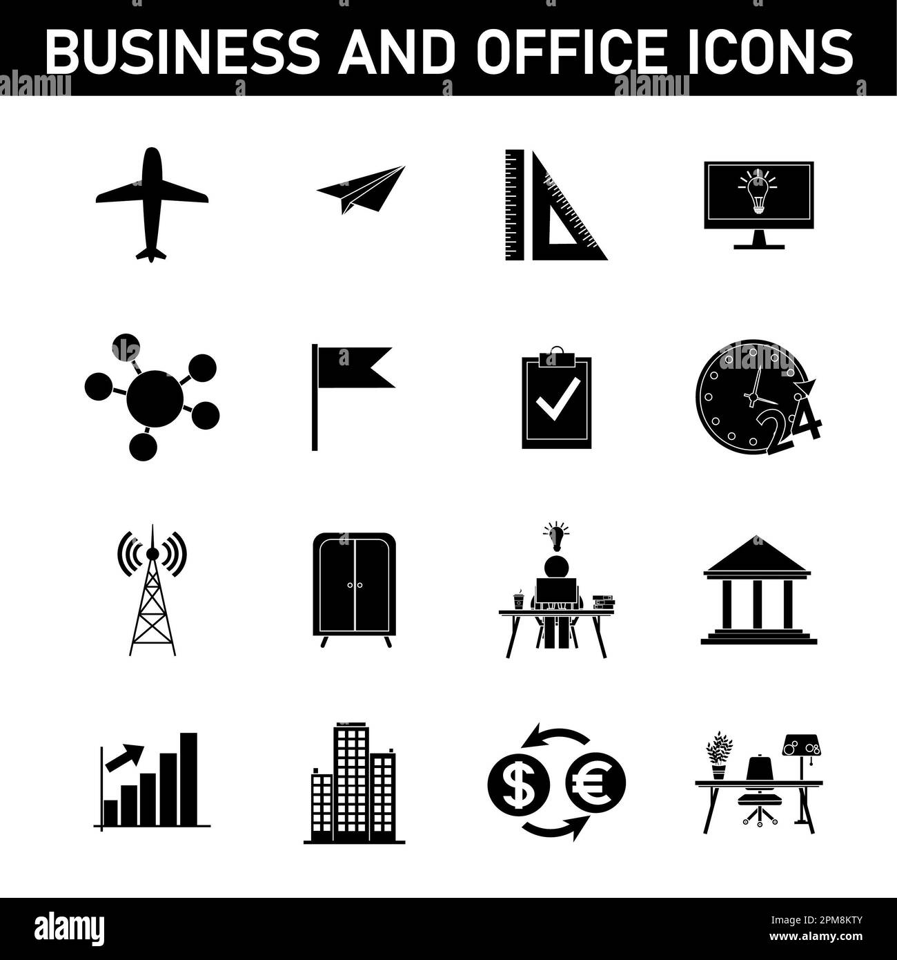 Collection of simple icons on the topic: business and office. Isolated ...