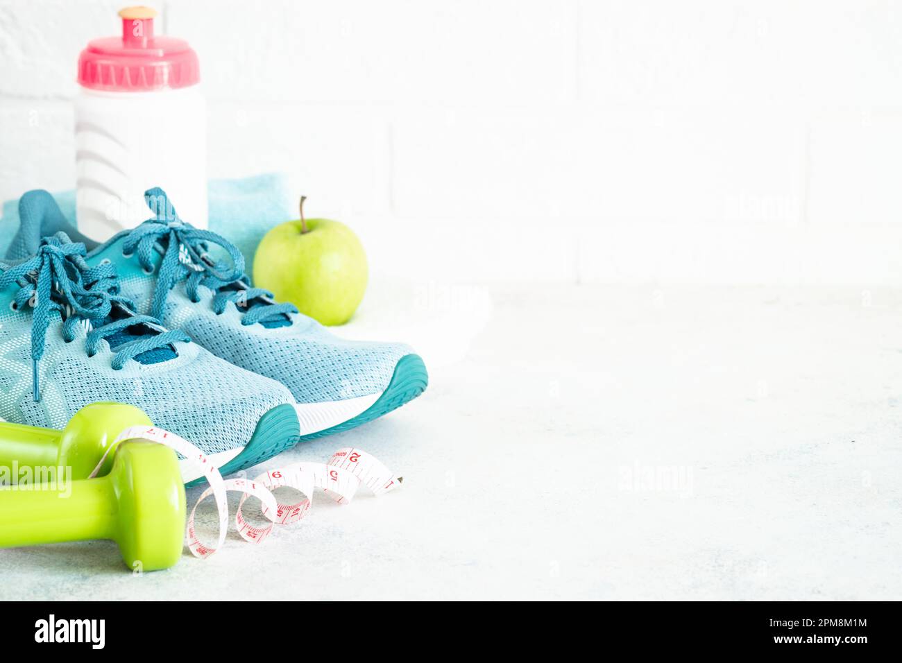 Fitness equipment on white background Stock Photo - Alamy