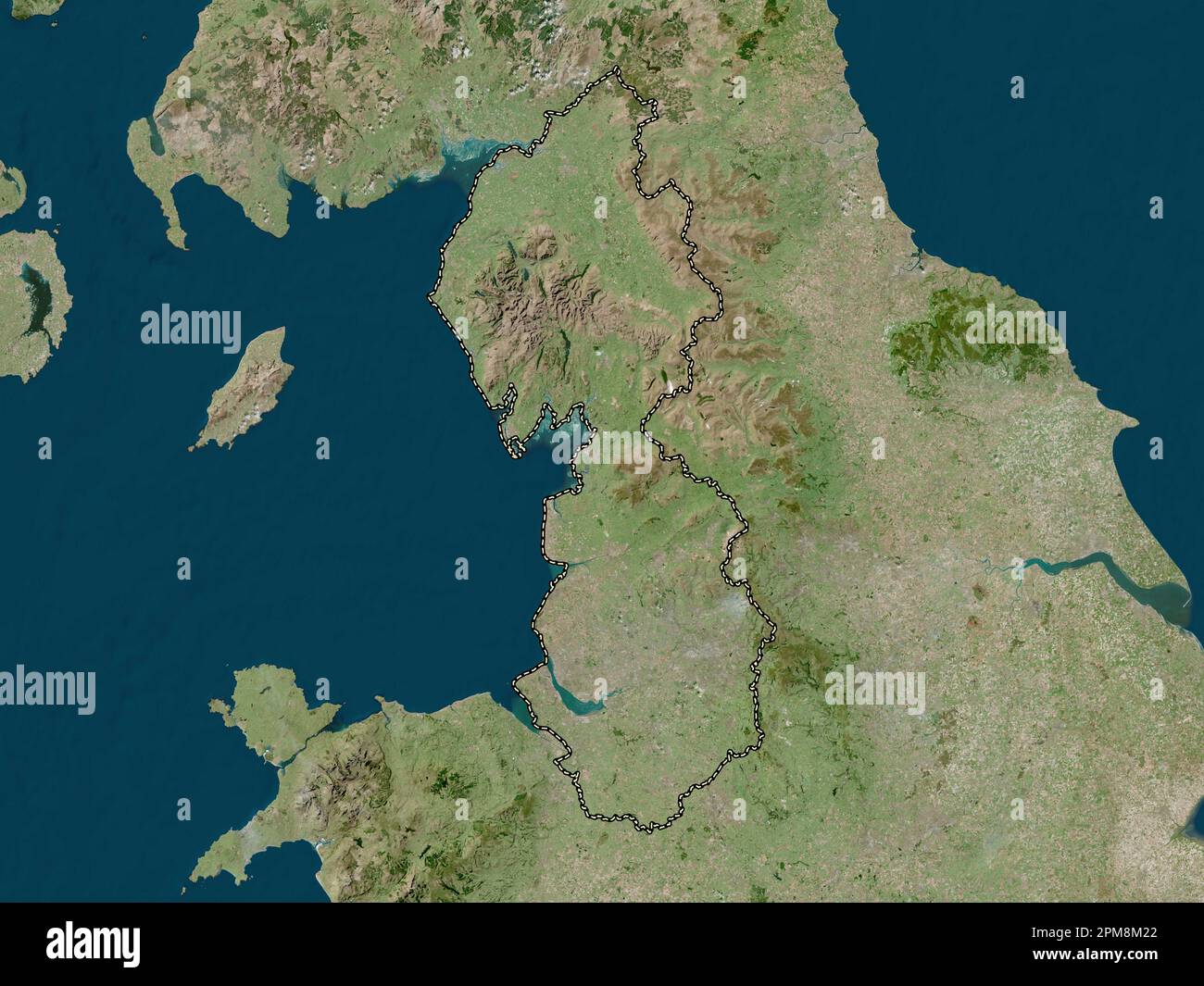 North West, region of United Kingdom. High resolution satellite map ...