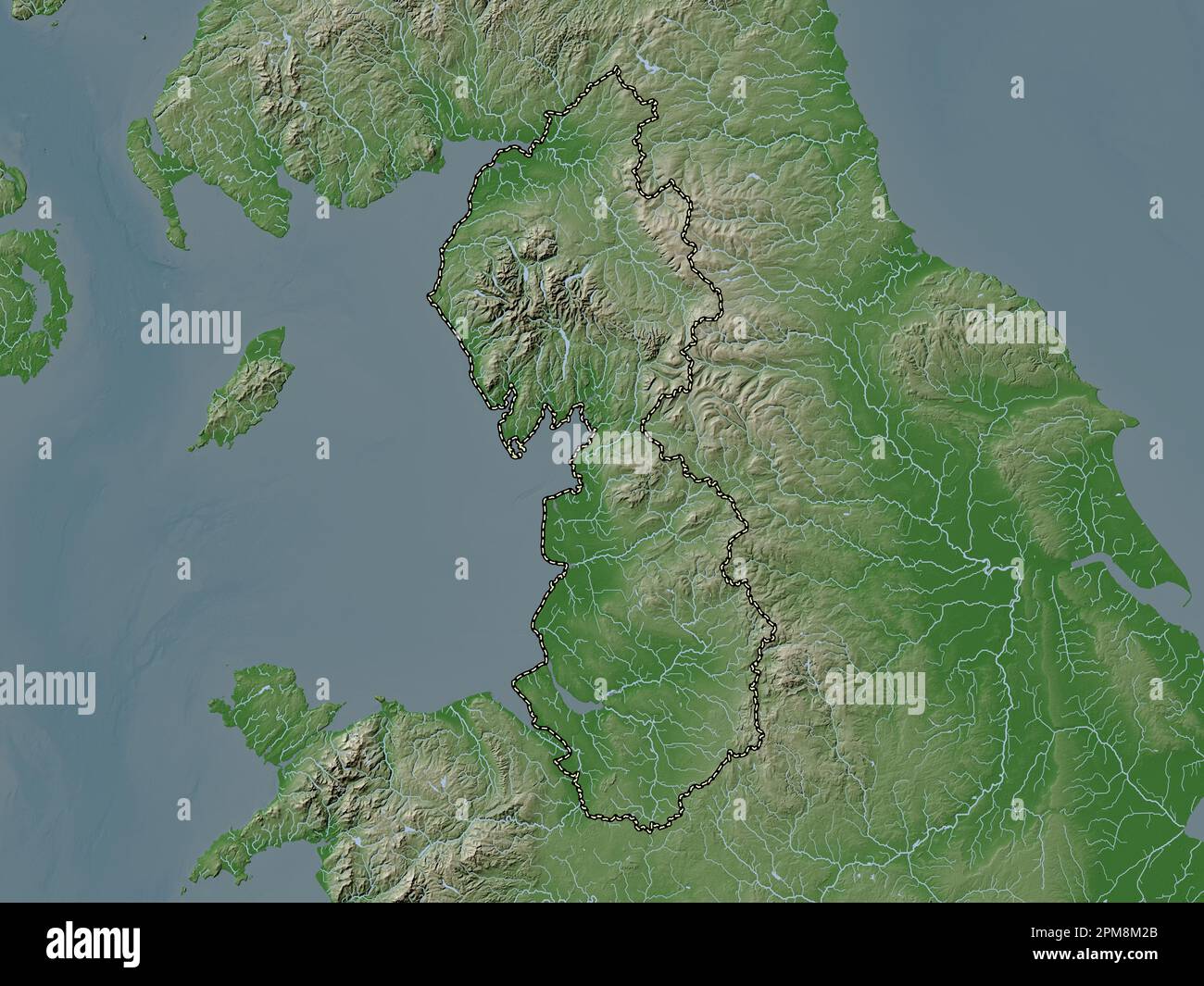 North West, region of United Kingdom. Elevation map colored in wiki ...