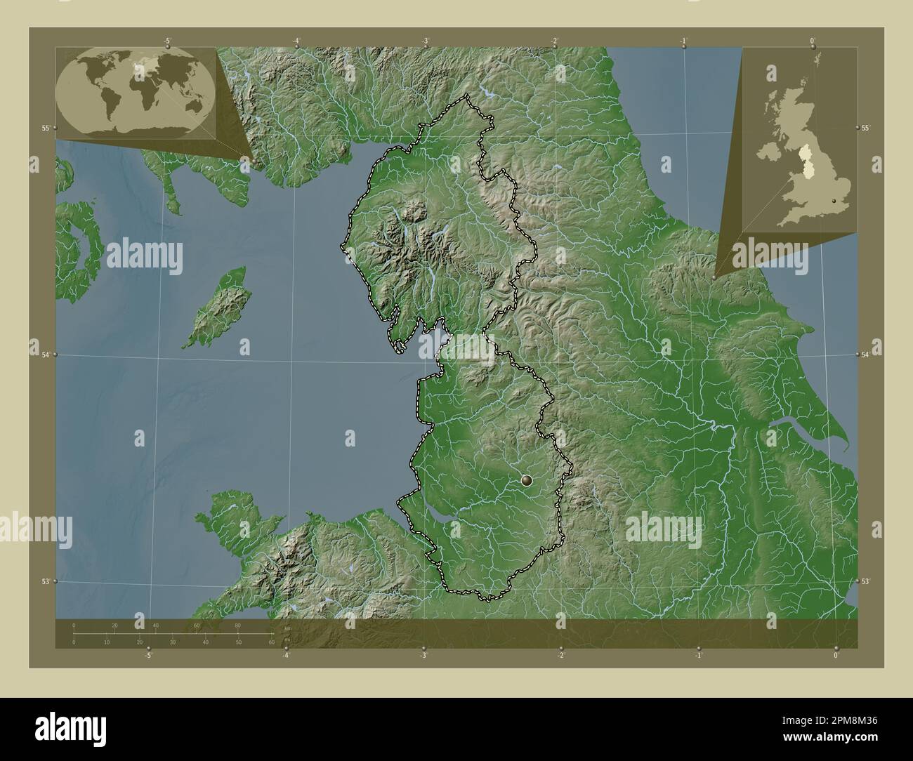 North West, region of United Kingdom. Elevation map colored in wiki ...