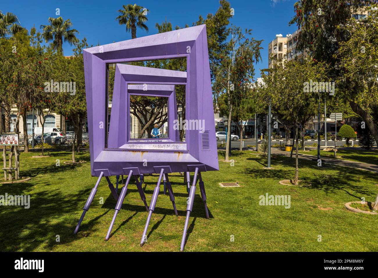 Frame artwork on the beach promenade of Limassol, Cyprus Stock Photo ...