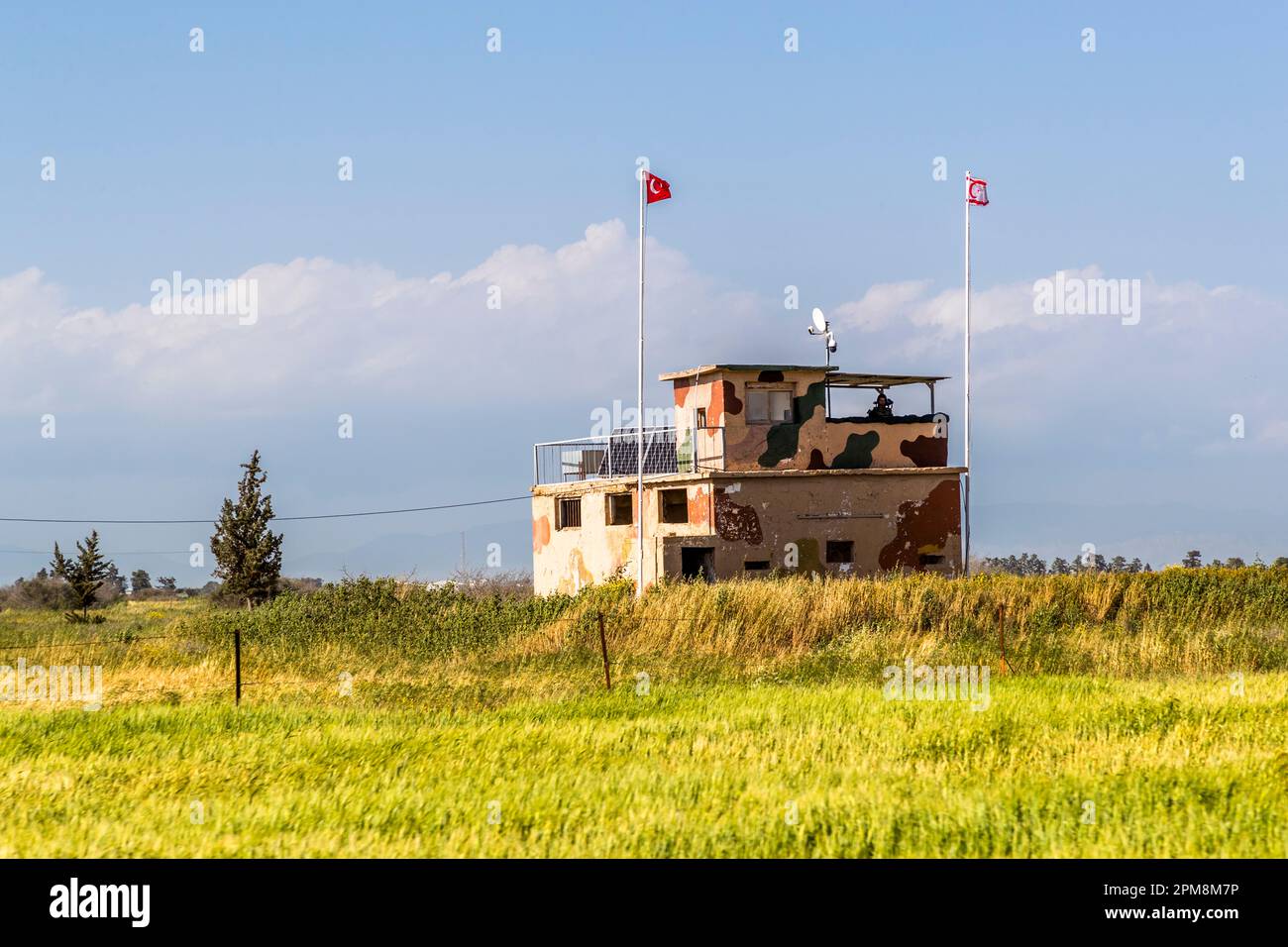 Turkish Cypriot guard post on the border line dividing the island near ...