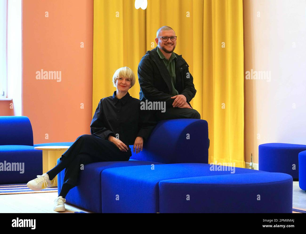 Hamburg, Germany. 12th Apr, 2023. Eva Marguerre (l) and Marcel Besau ...