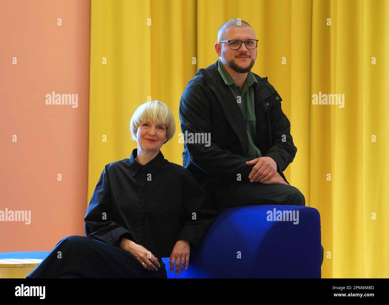 Hamburg, Germany. 12th Apr, 2023. Eva Marguerre (l) and Marcel Besau ...