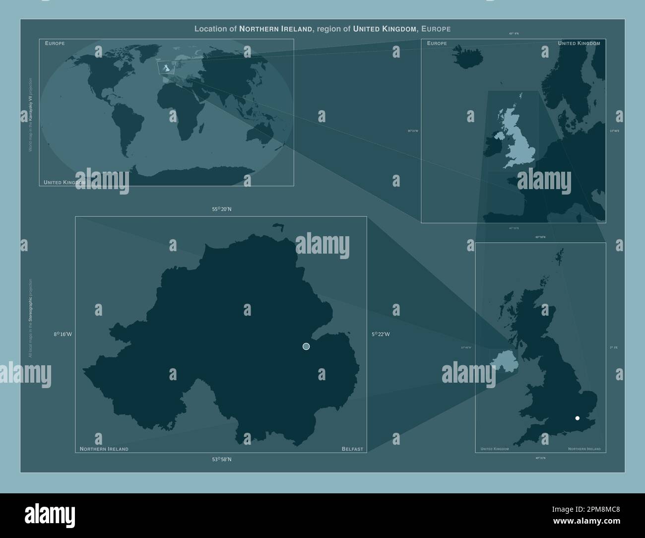 Northern Ireland, region of United Kingdom. Diagram showing the ...