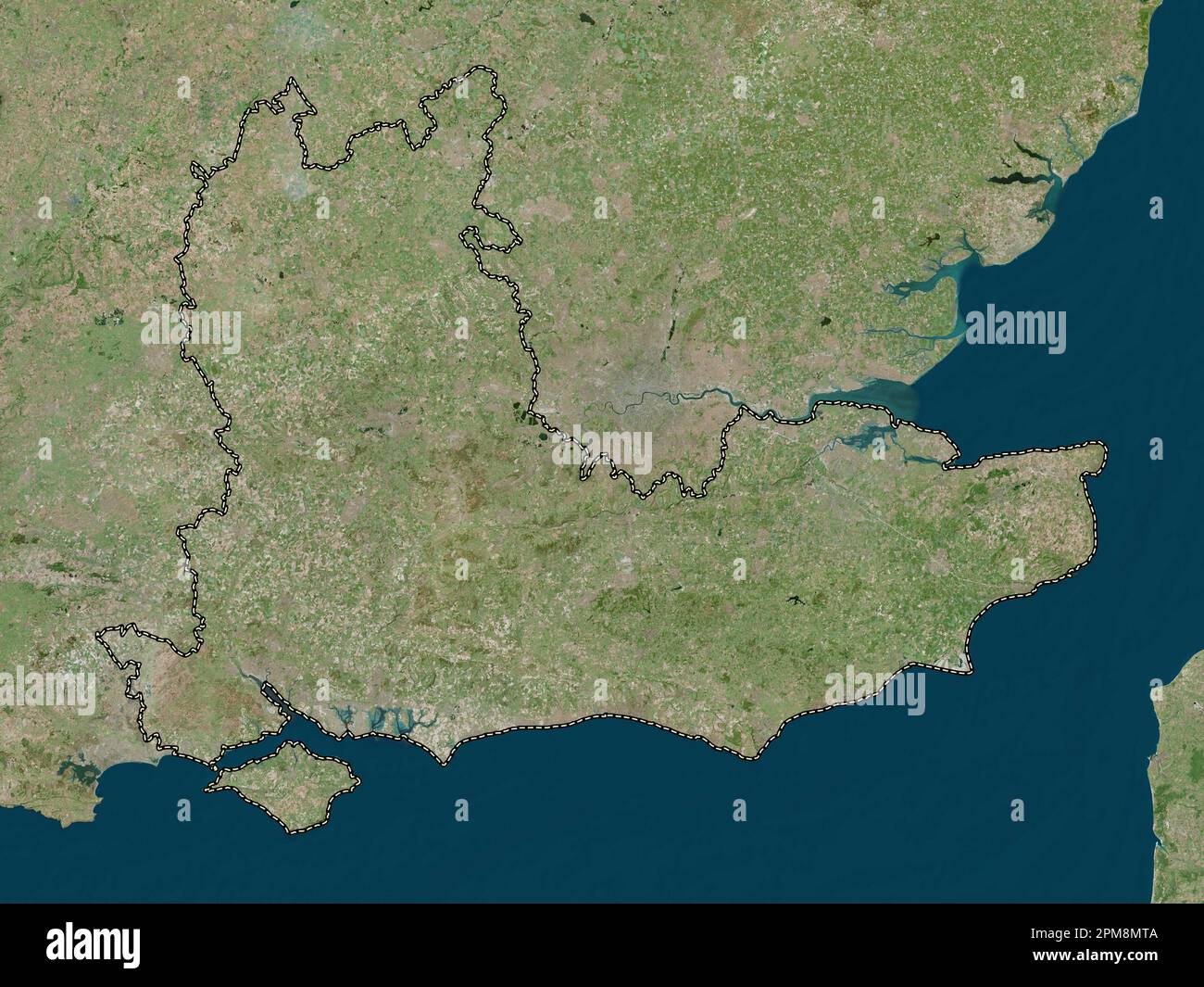 South East, region of United Kingdom. High resolution satellite map ...
