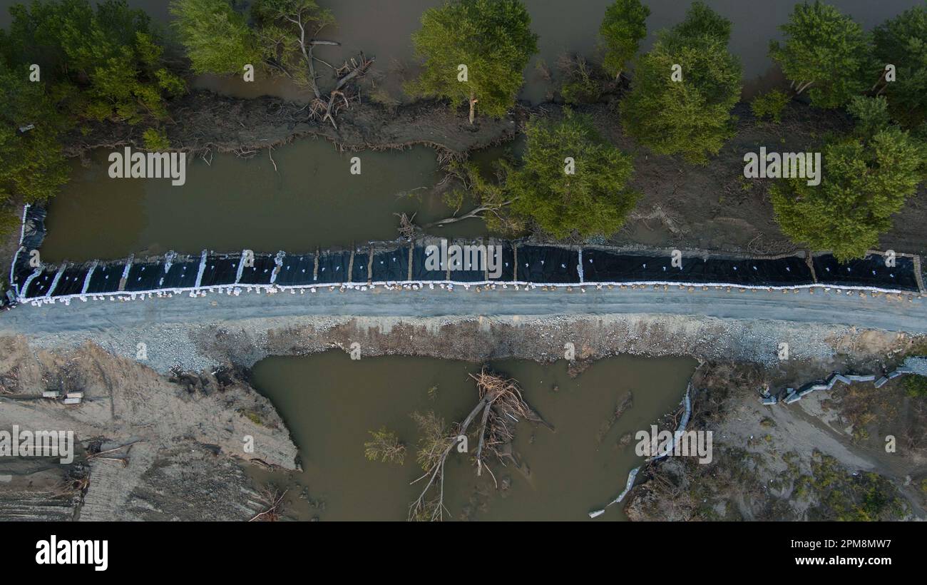 Pajaro, Calif. - March 26: The repaired Pajaro River levee on March 26 ...