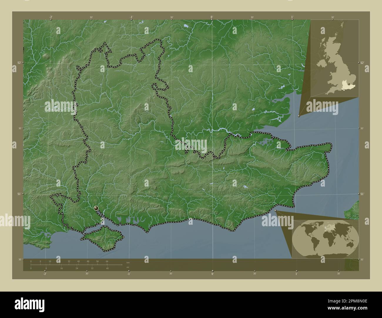 South East, region of United Kingdom. Elevation map colored in wiki ...