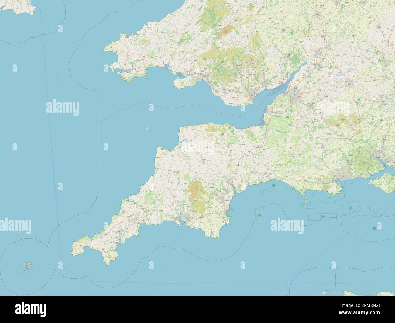 South West, region of United Kingdom. Open Street Map Stock Photo - Alamy