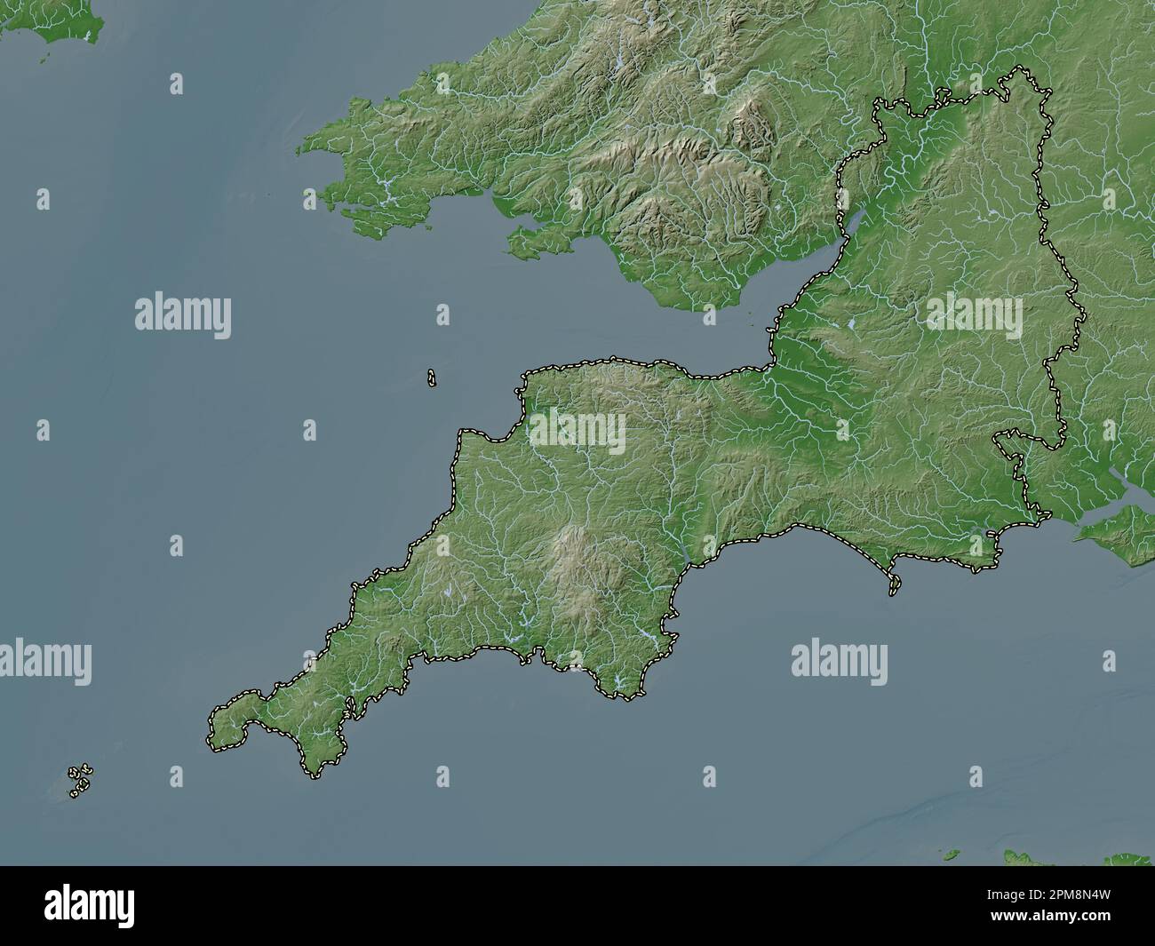 South West, region of United Kingdom. Elevation map colored in wiki ...
