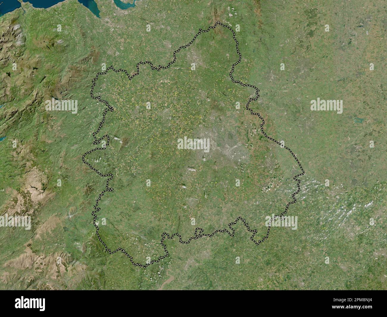 West Midlands, region of United Kingdom. Low resolution satellite map ...