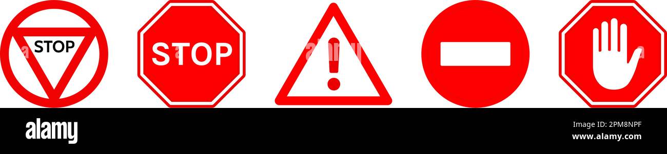 Set of Stop and prohibition sign. Forbidden Icon set flat vector illustration Stock Vector Image ...