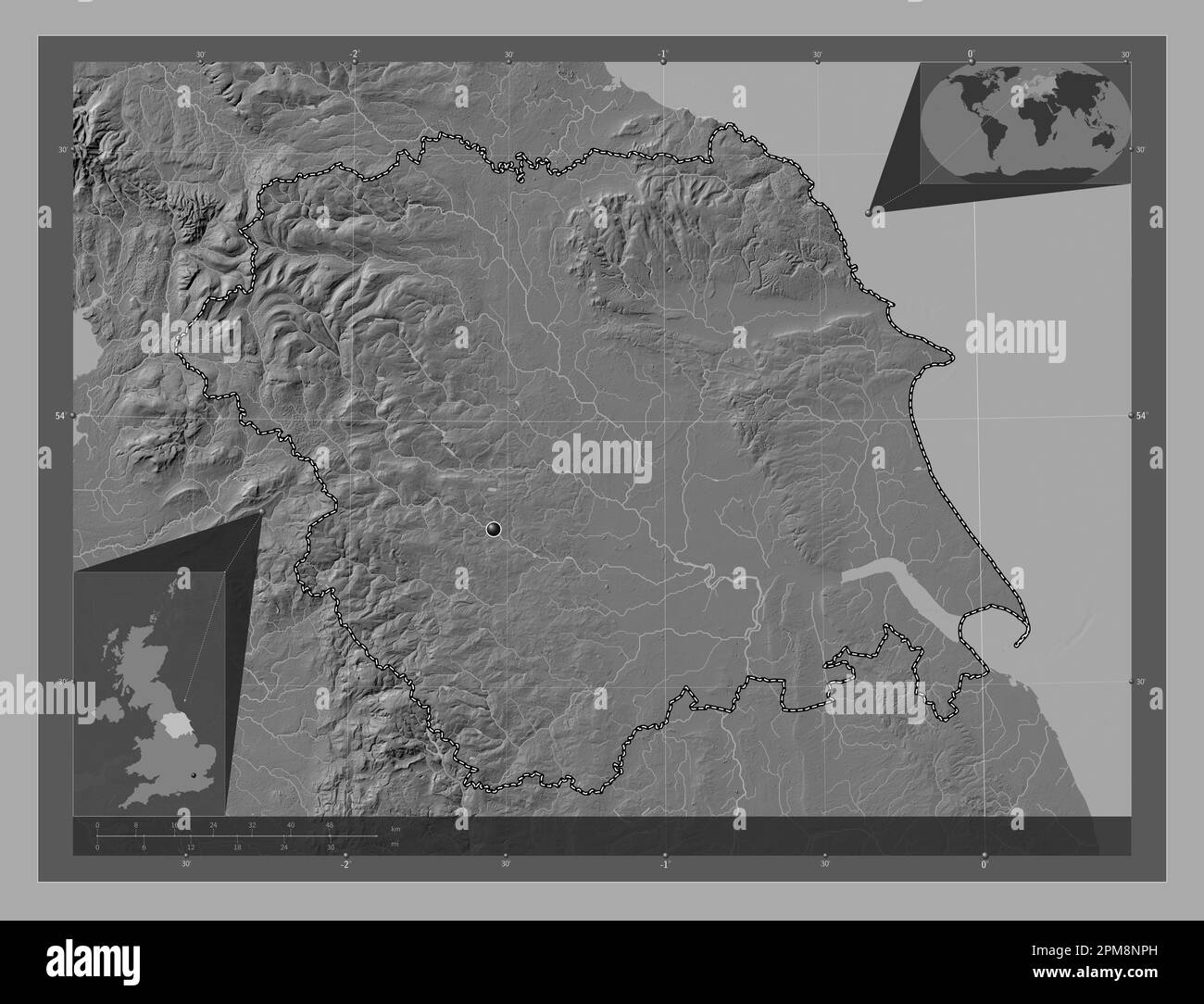 Yorkshire and the Humber, region of United Kingdom. Bilevel elevation ...