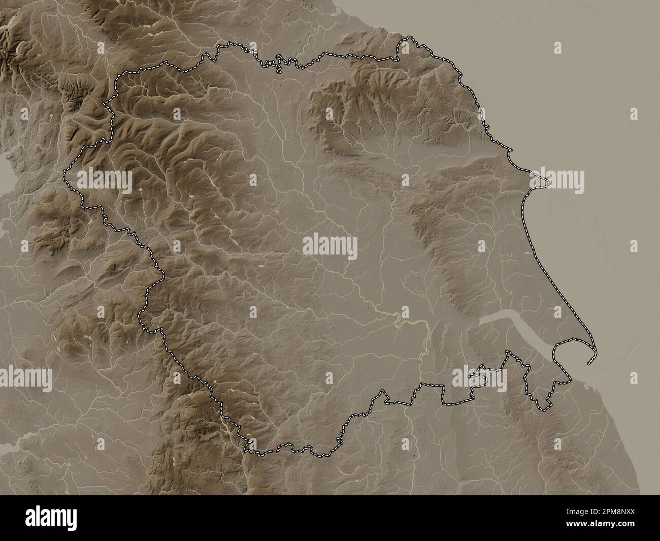 Yorkshire and the Humber, region of United Kingdom. Elevation map ...