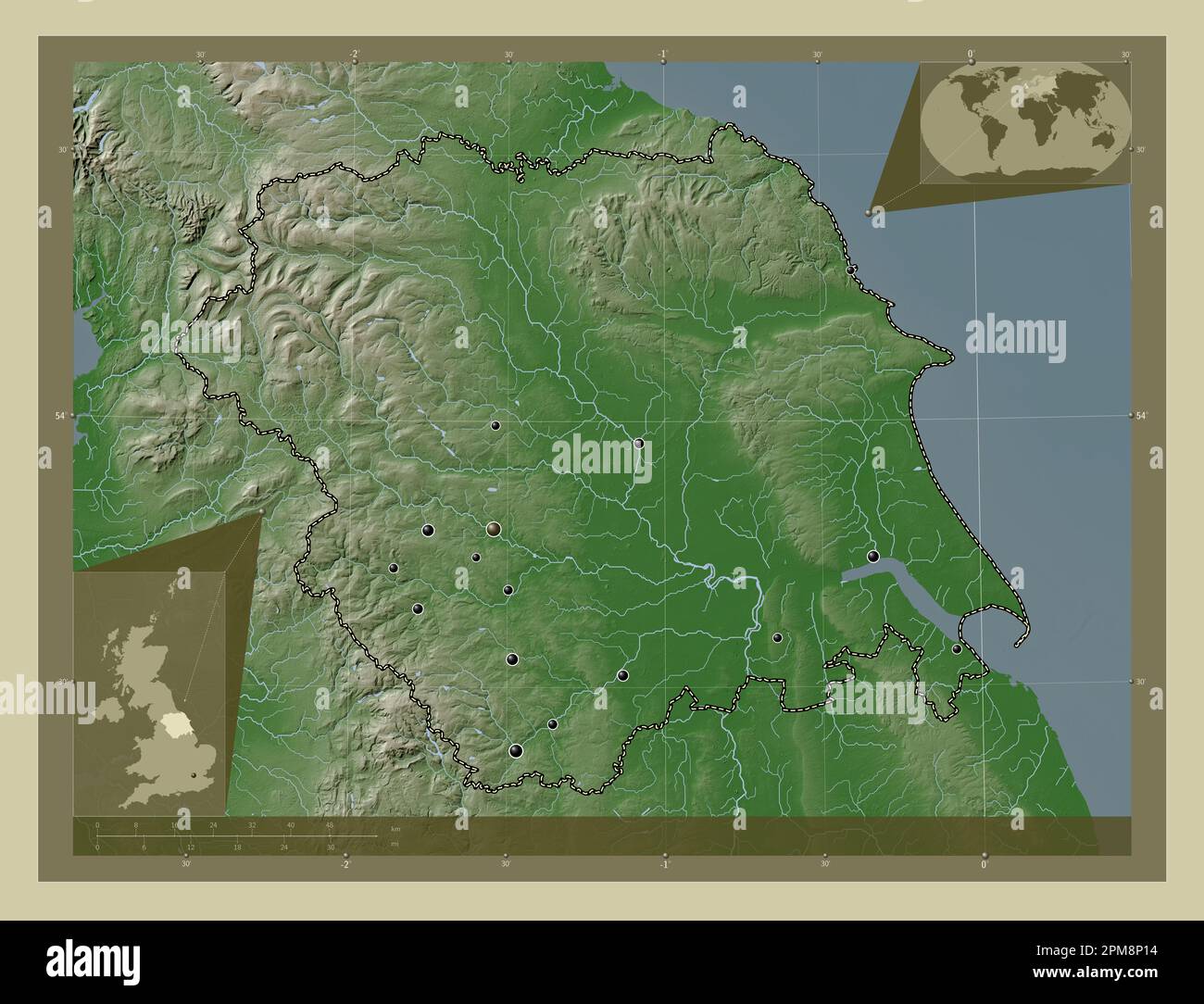 Yorkshire and the Humber, region of United Kingdom. Elevation map ...