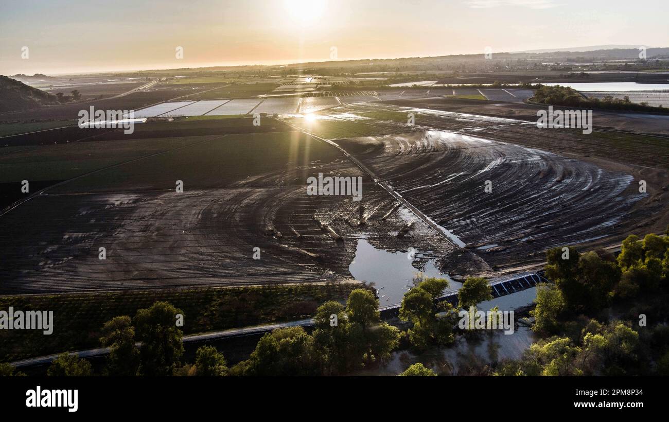 Pajaro, Calif. - March 26: The repaired Pajaro River levee on March 26 ...