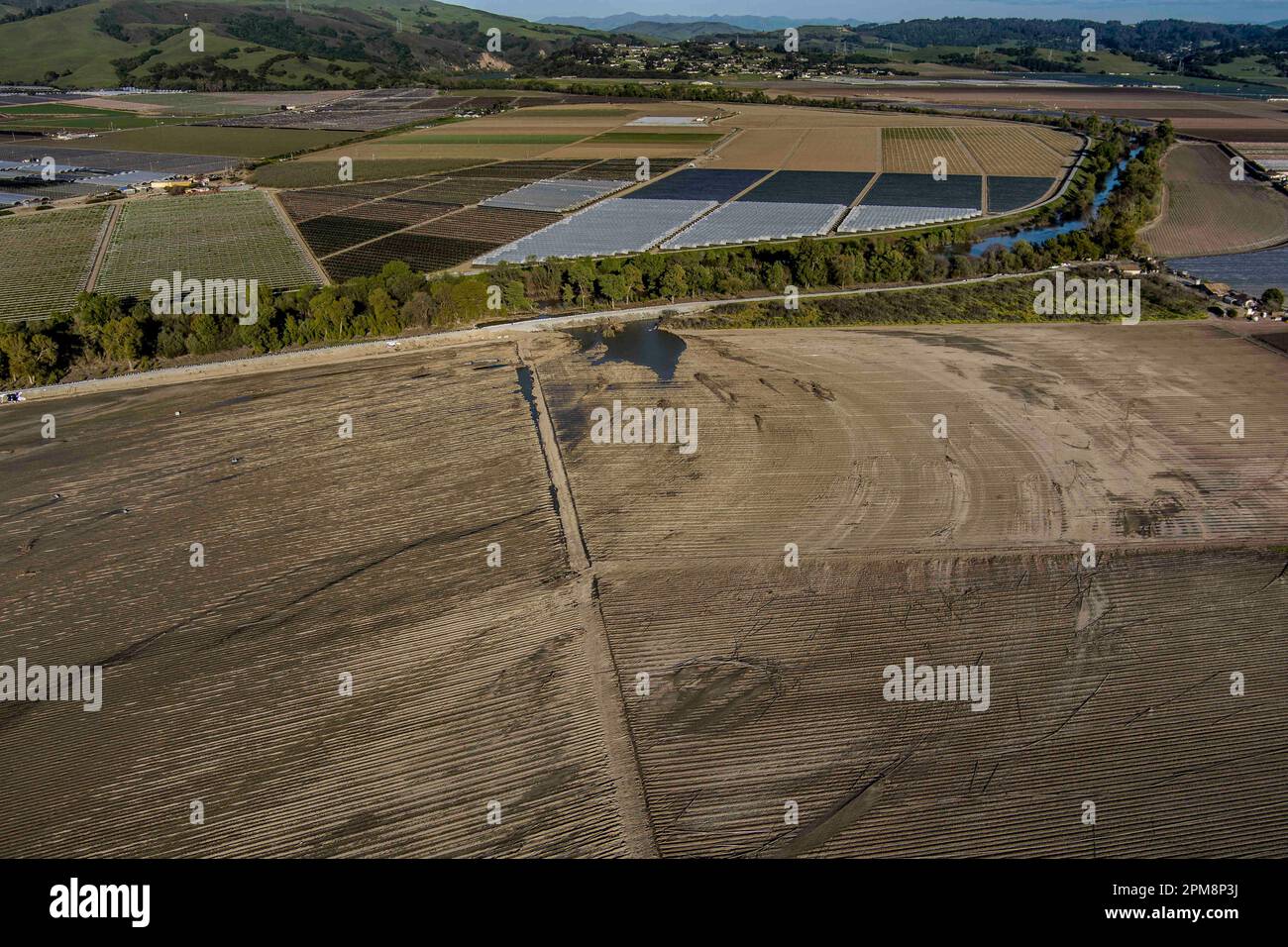 Pajaro, Calif. - March 26: The repaired Pajaro River levee on March 26 ...