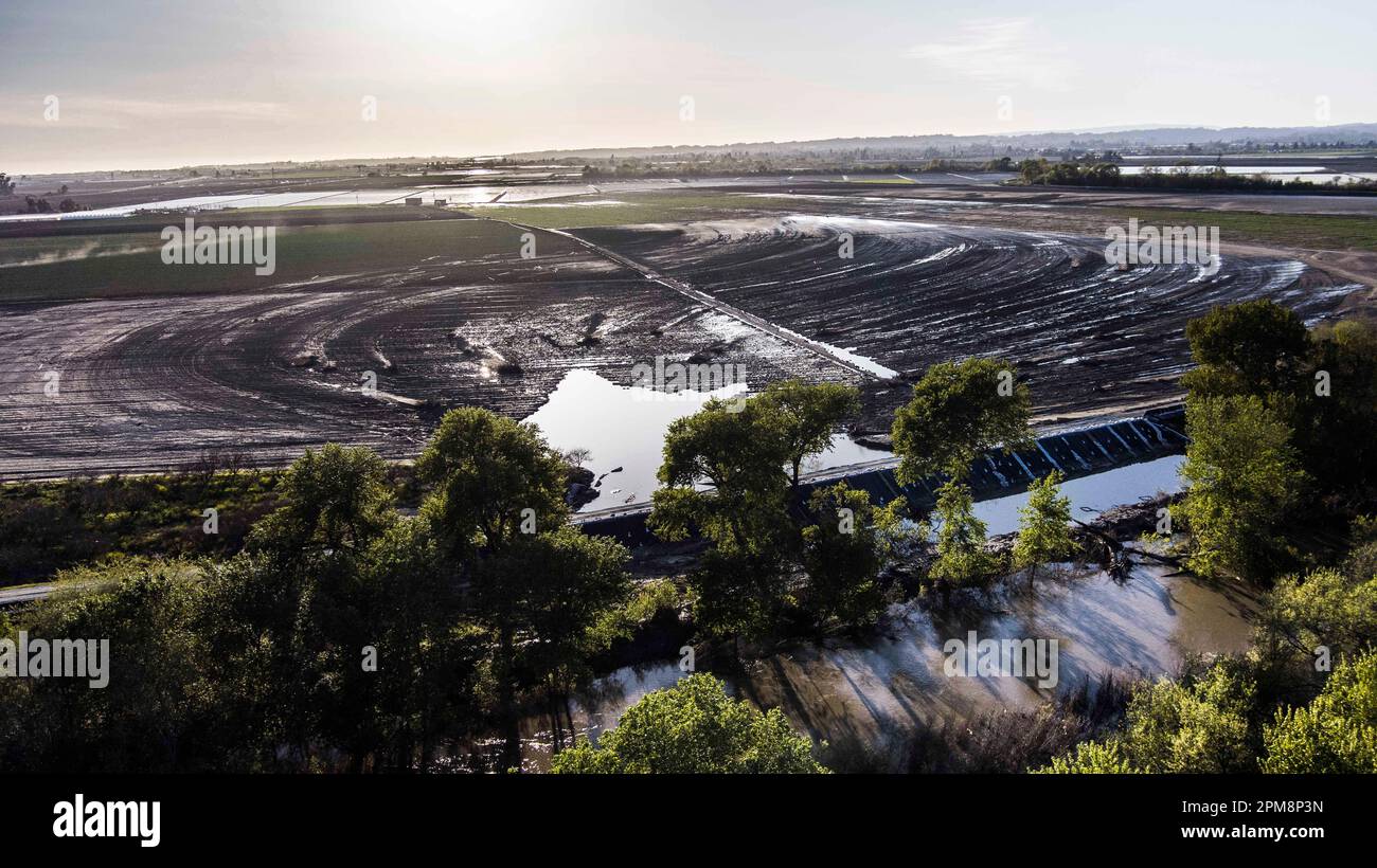 Pajaro, Calif. - March 26: The repaired Pajaro River levee on March 26 ...