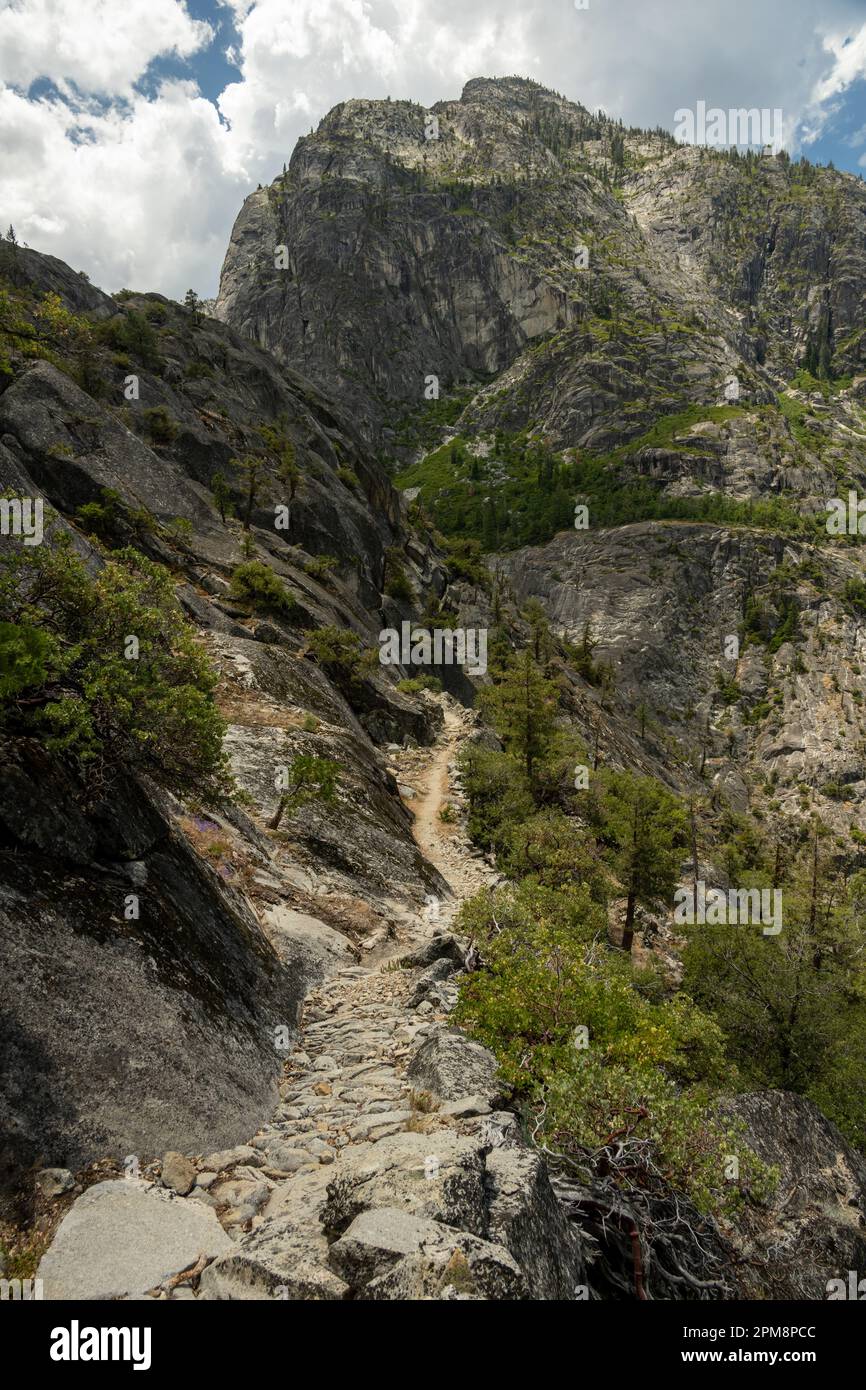 Narrow Trail Cut Into The Cliff Side In Backcountry of Yosemite ...