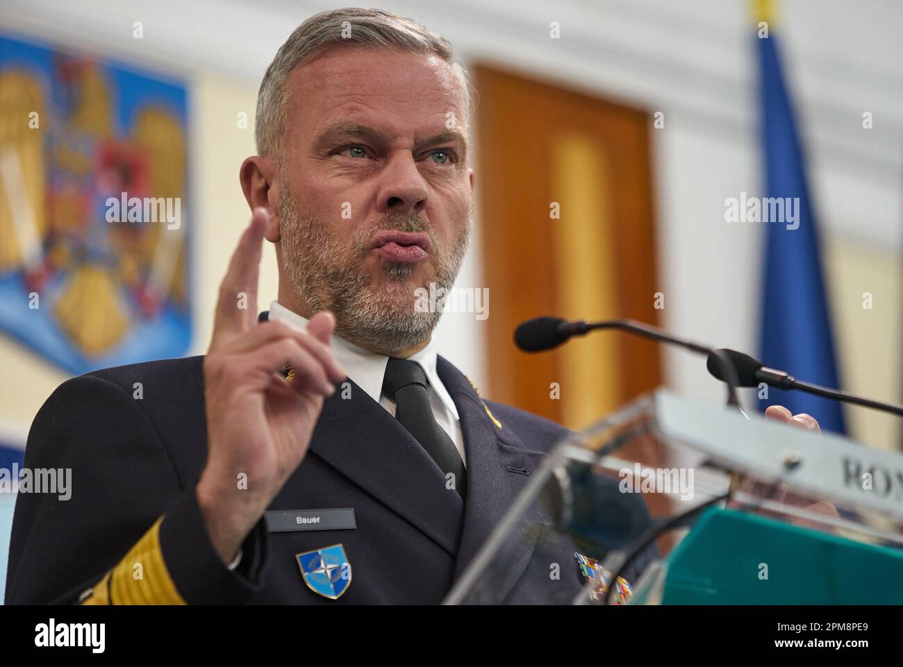Bucharest, Romania. 12th Apr, 2023: Admiral Rob Bauer, Chair of the ...