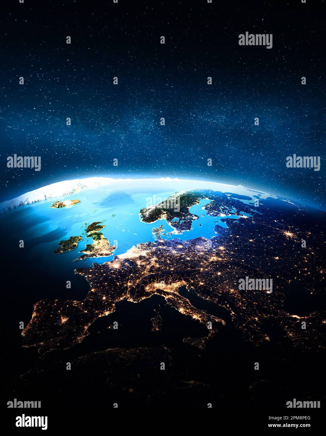 Europe night map Stock Photo - Alamy