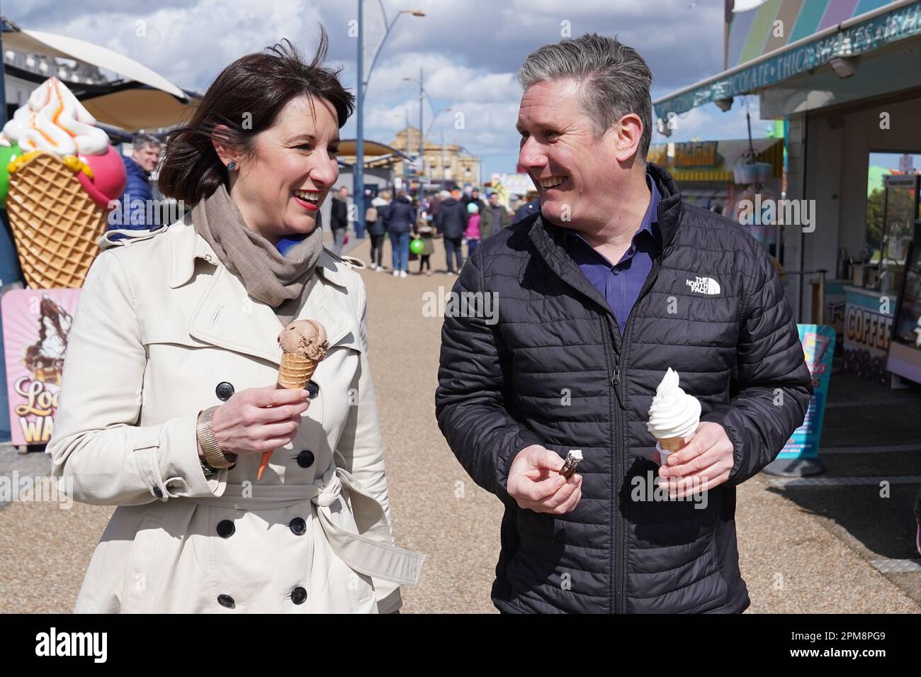 Labour leader Sir Keir Starmer and shadow chancellor Rachel Reeves during a walkabout on the ...