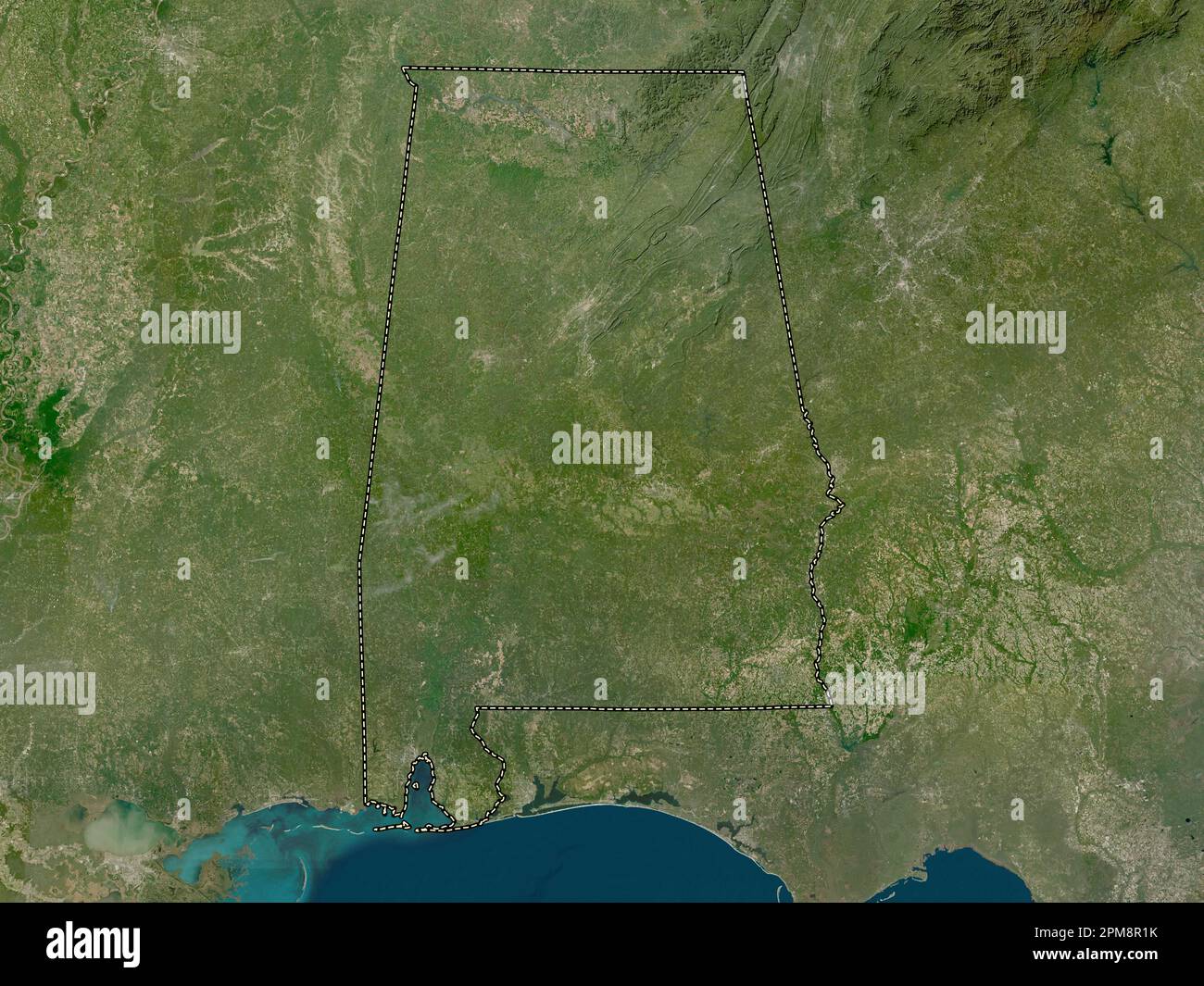 Alabama, state of United States of America. Low resolution satellite ...