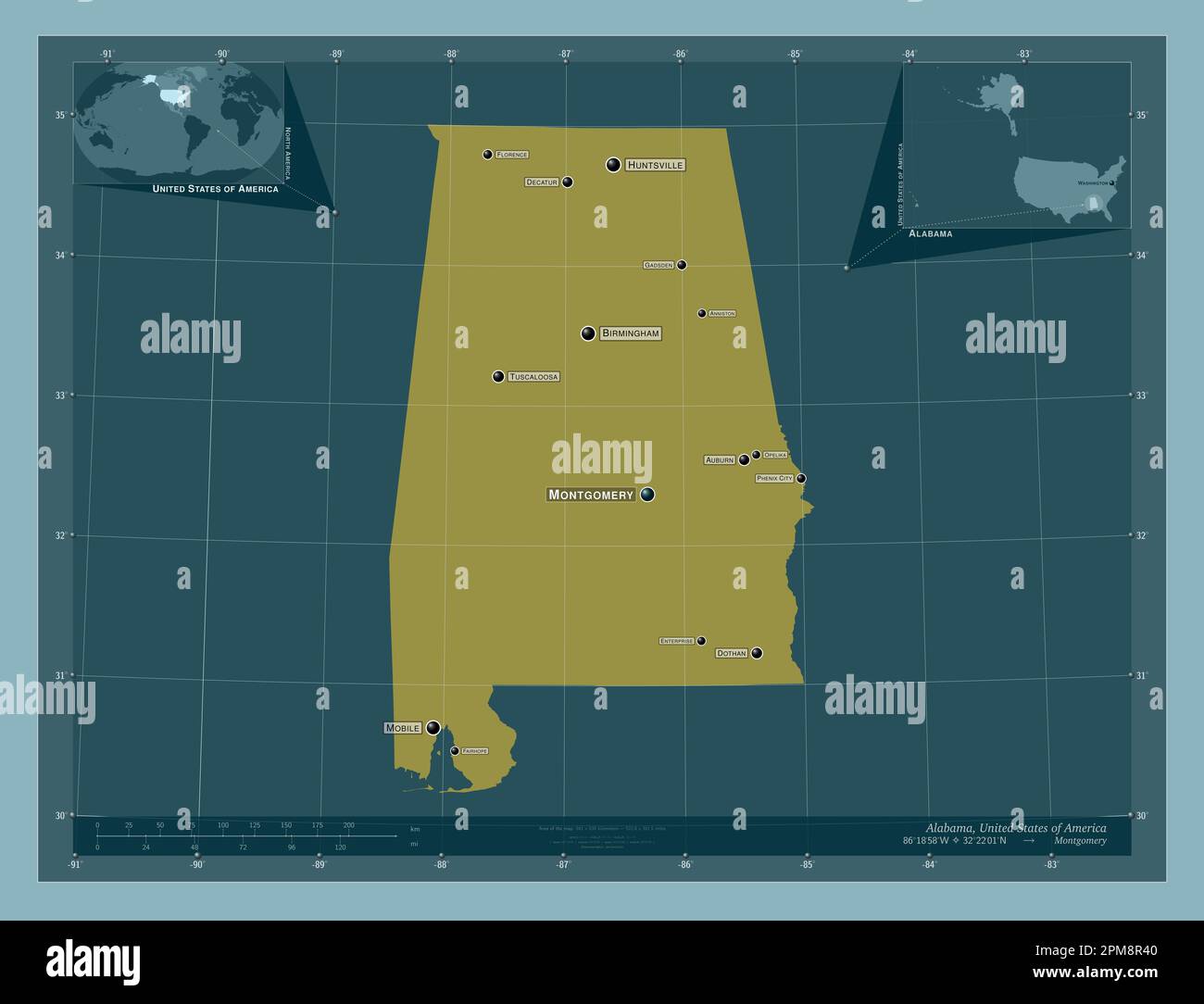 Alabama, state of United States of America. Solid color shape ...