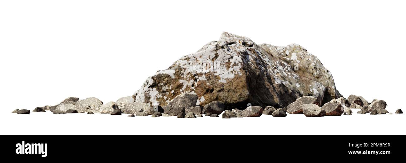 group of rocks, isolated on white background banner Stock Photo - Alamy