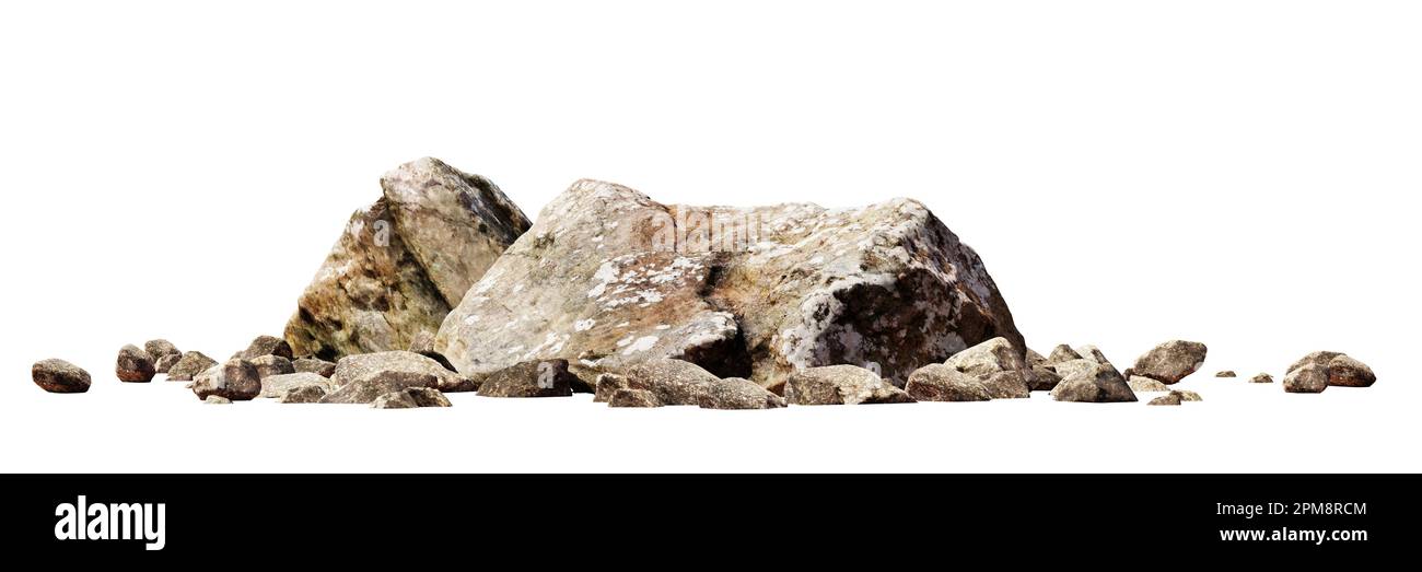 group of rocks isolated on white background banner Stock Photo - Alamy