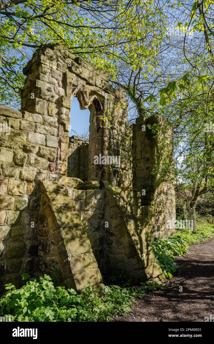 A vertical view of the ruins of St Mary's Chapel on the edge of Jesmond ...
