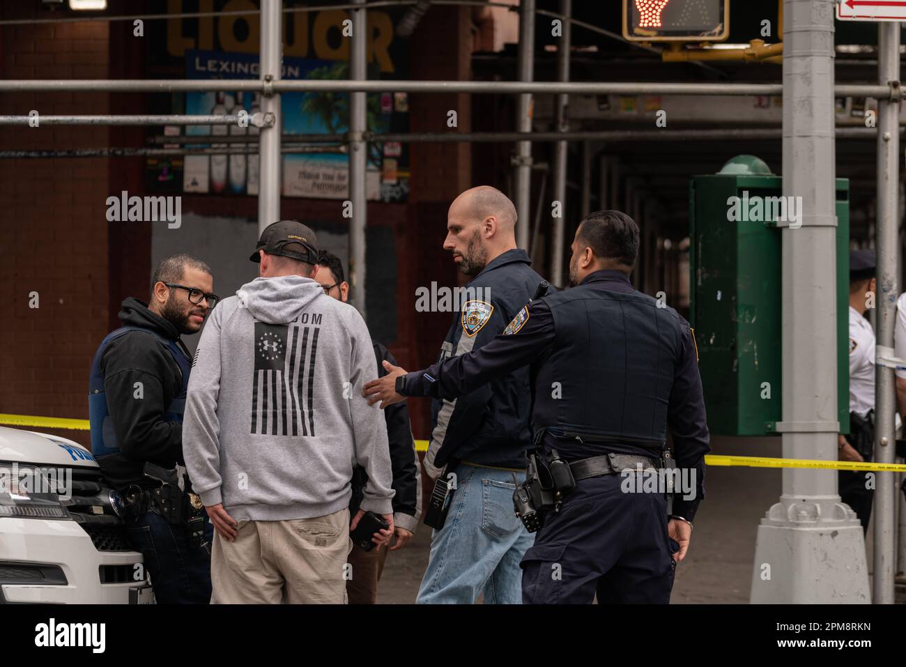 New York City, USA. 11th Apr, 2023. Police officers from the 25th ...