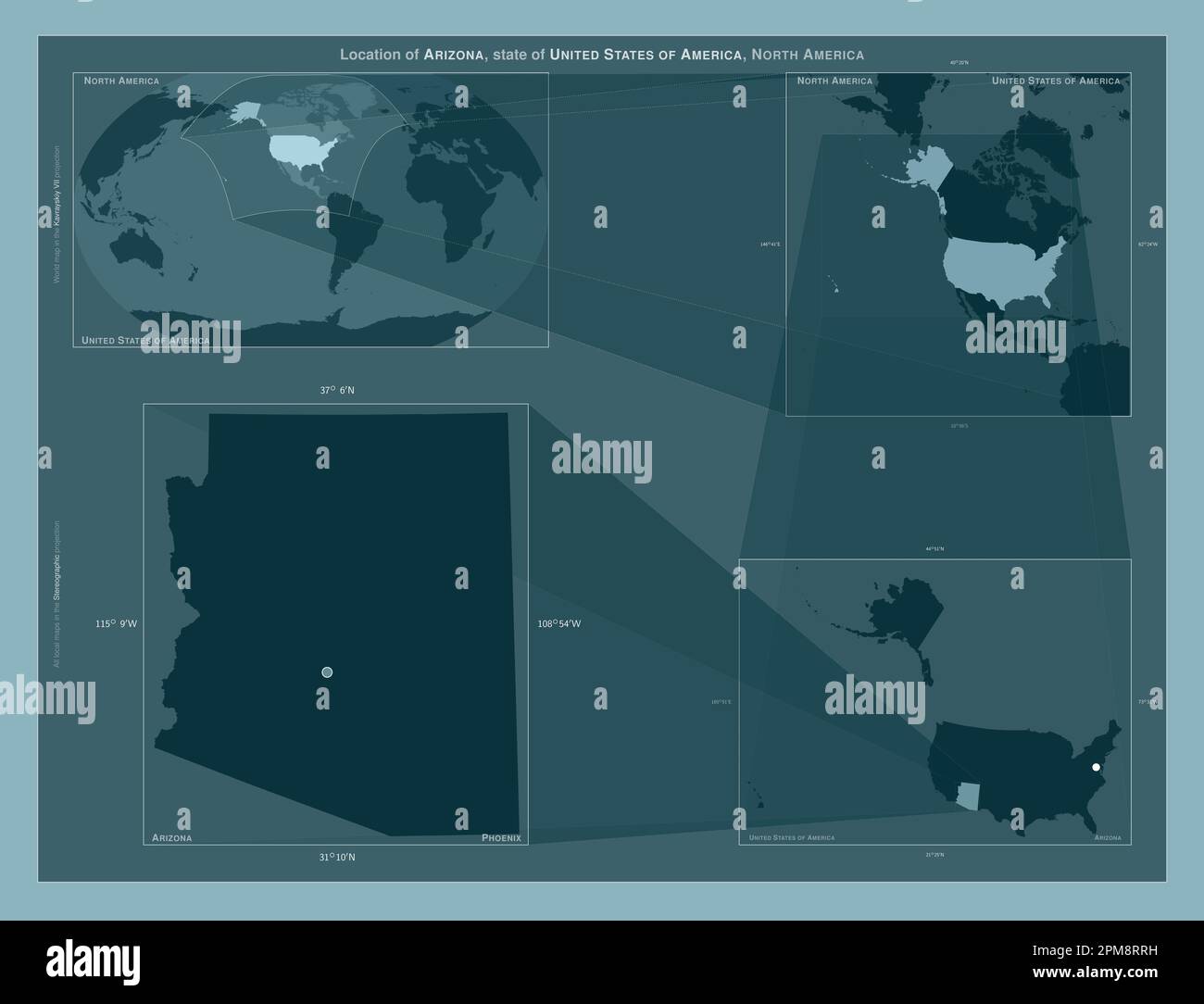 Arizona, state of United States of America. Diagram showing the ...
