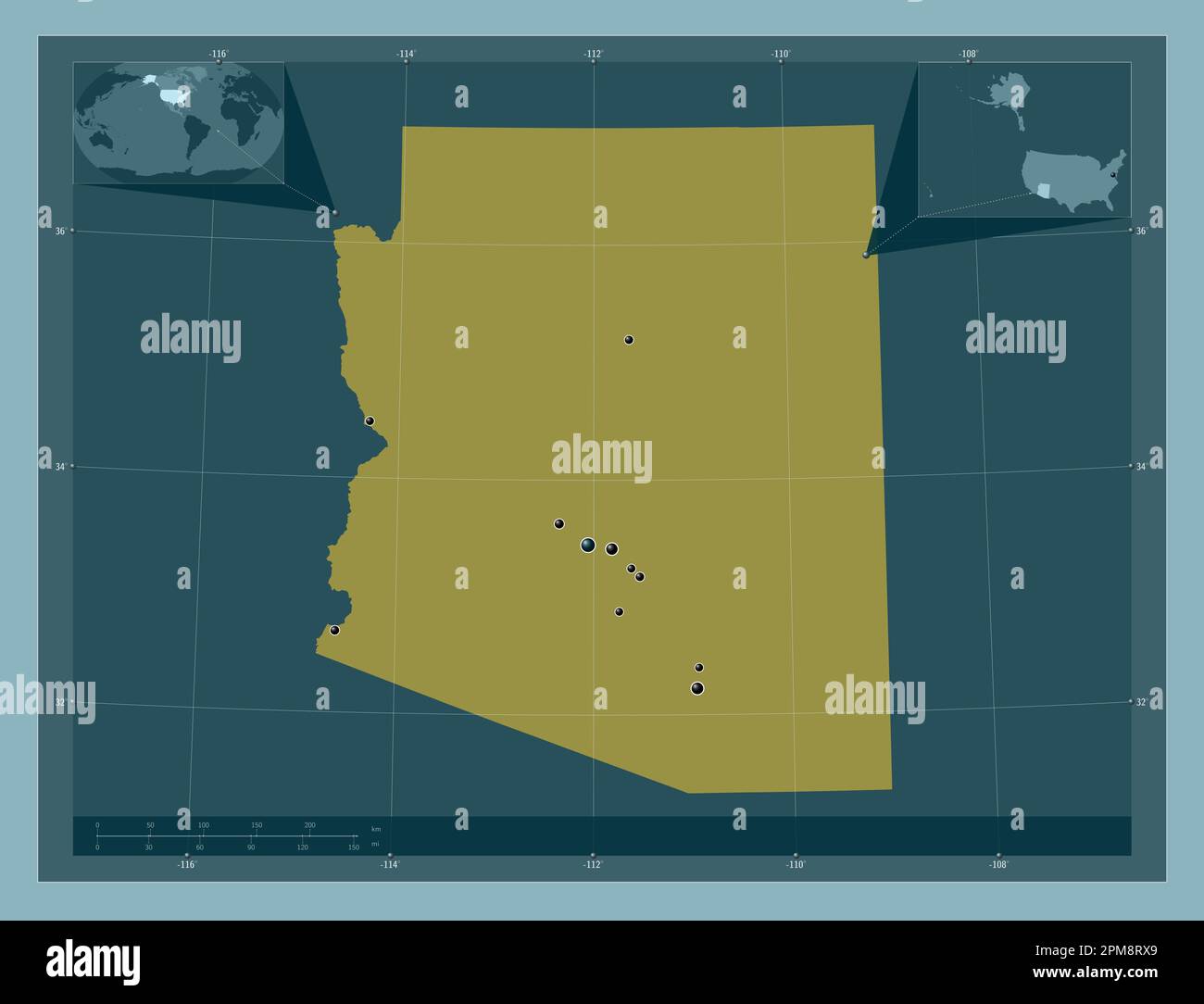 Arizona, state of United States of America. Solid color shape ...