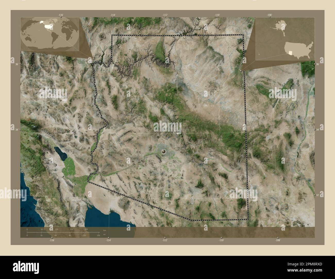 Arizona, state of United States of America. High resolution satellite ...