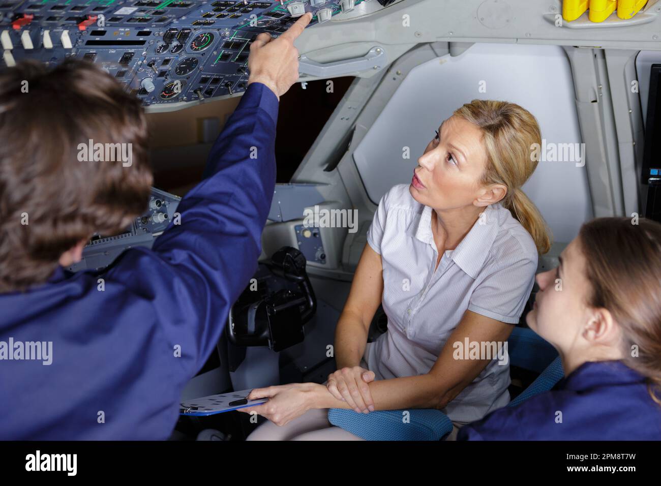 students training in aircraft cockpit Stock Photo - Alamy