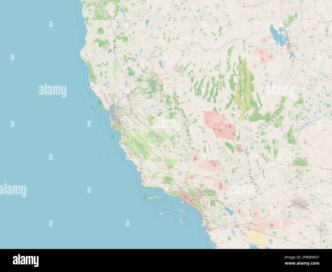 California, state of United States of America. Open Street Map Stock ...